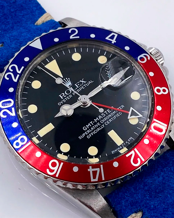 Rolex GMT-Master "Pepsi" 40MM Black Dial Aftermarket Textile Strap (16 ...