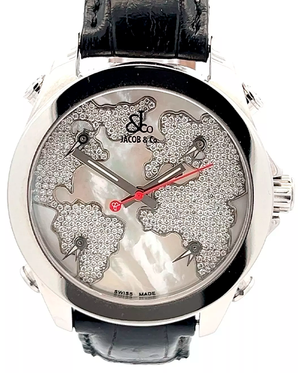Jacob & Co. Five Time Zones "The World Is Yours" 40MM Quartz Mother Of ...