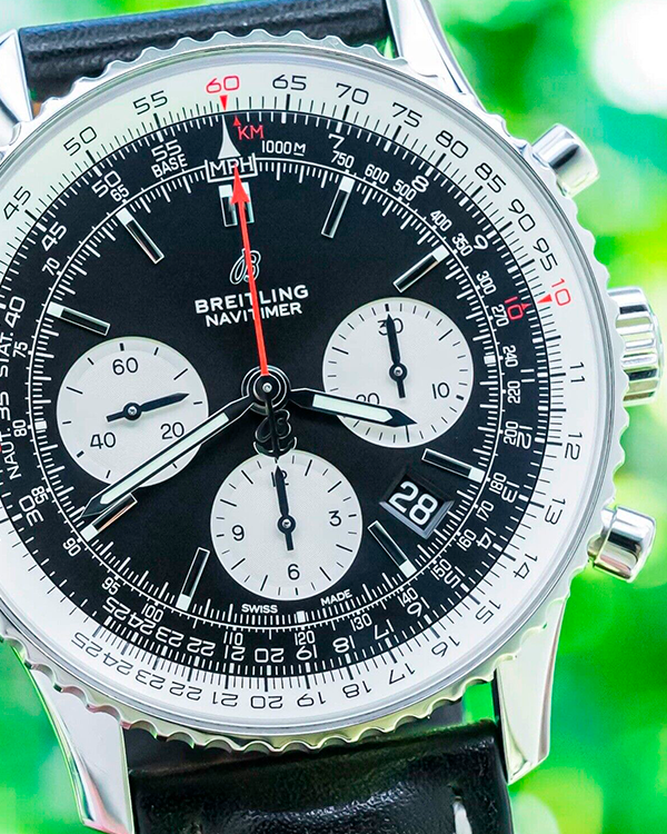 Breitling Navitimer 1 B01 43MM Black Dial Leather Strap (AB0121211B1X1 ...