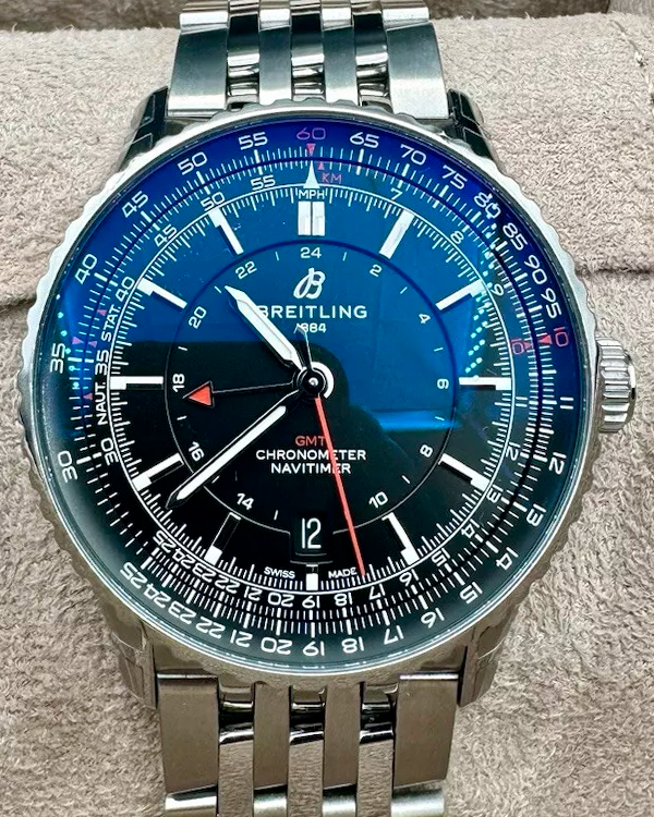 Breitling Navitimer GMT 41MM Black Dial Steel Bracelet (A32310251B1A1 ...