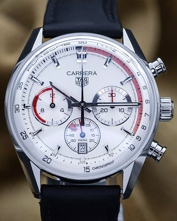 2023 TAG Heuer Carrera Chronosprint x Porsche S.E. 42MM White Dial Lea ...