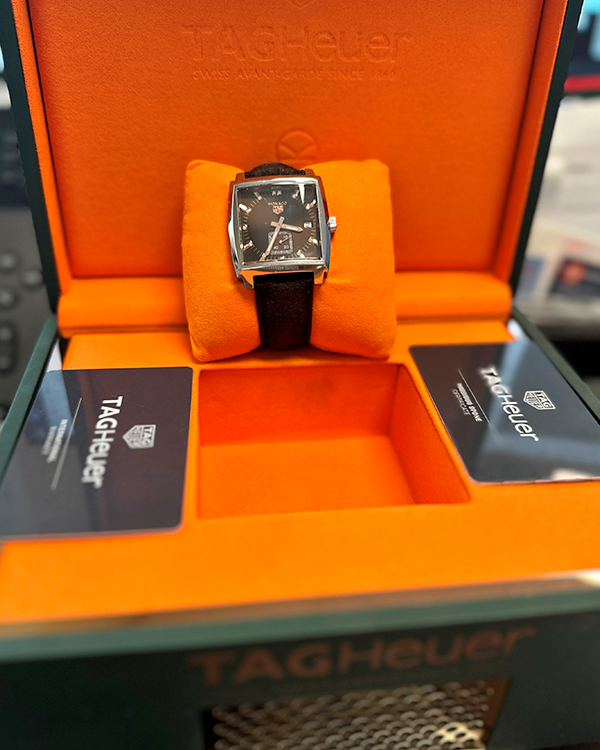 2017 Tag Heuer Monaco Kingsman S.E 37MM Quartz Brown Dial Leather Stra ...