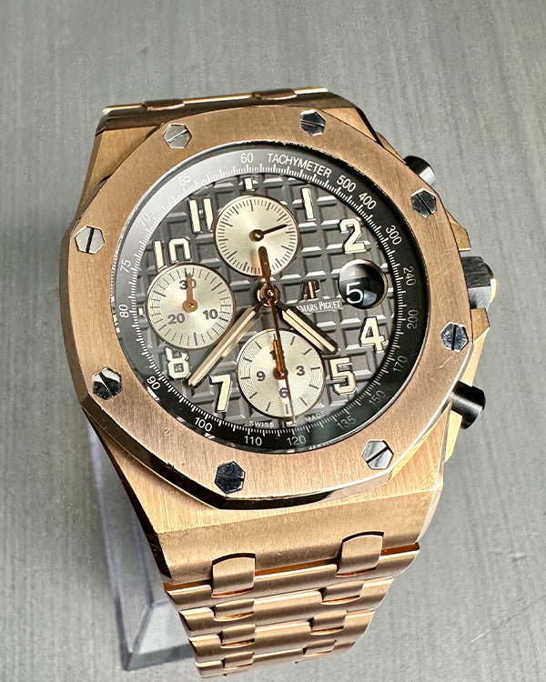 Audemars Piguet Royal Oak Offshore Brick Chronograph Rose Gold Grey Di ...