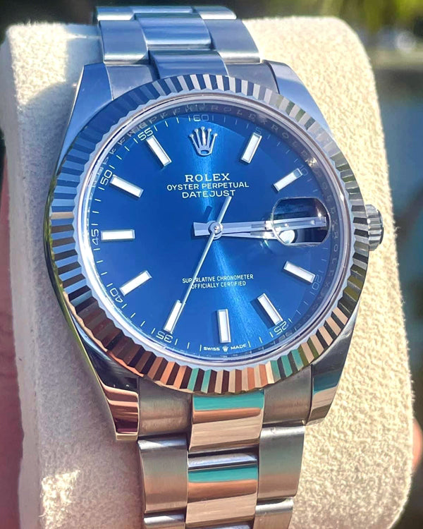 Rolex Datejust 41mm Steel Fluted Oyster Blue Dial – Grailzee