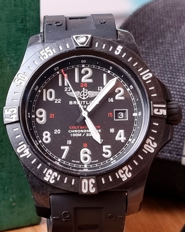 2017 Breitling Colt Skyracer 45MM Black Dial Carbon Case Rubber Strap ...