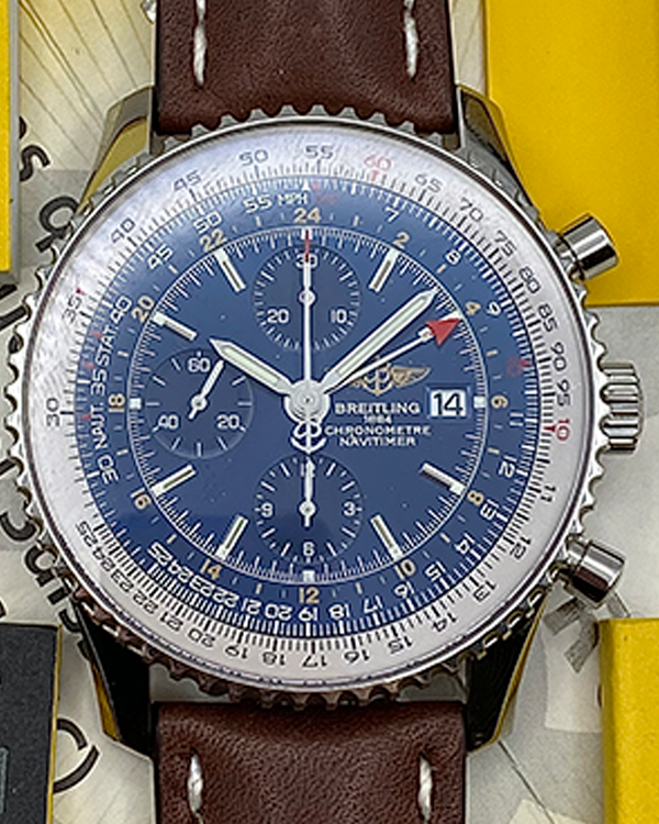 2013 Breitling Navitimer World GMT 46MM Blue Dial Leather Strap (A2432 ...